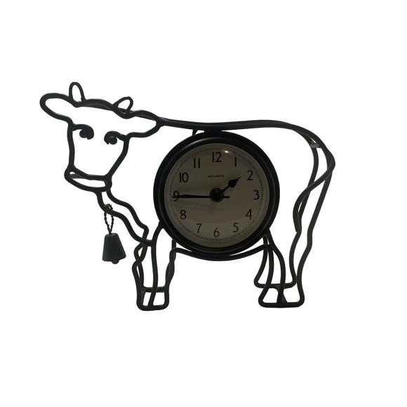 AcuRite | Accents | Acurite Metal Cow Clock Black With Bell Collar That ...
